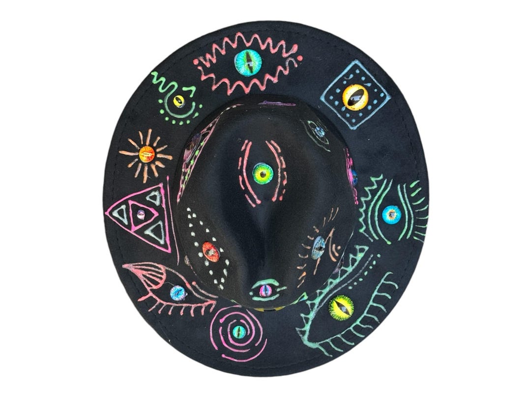 Psychedelic Eye Hat, Glow in the Dark, Uv-reactive, Blacklight, Party ...