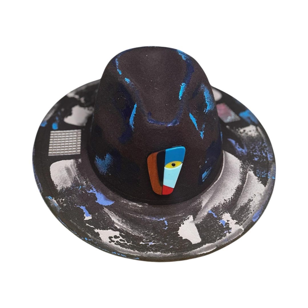 UV Reactive Festival Fedora, Glow in the Dark Rave Hat, Hand Painted ...