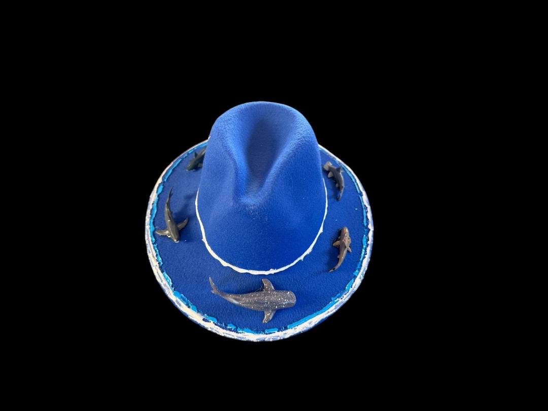 Handcrafted Shark Fedora Ocean-themed Festival Hat With Miniature ...