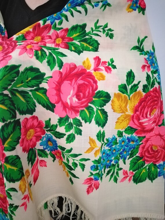 Ancient white shawl, Ukrainian shawl, vintage shawl, … - Gem