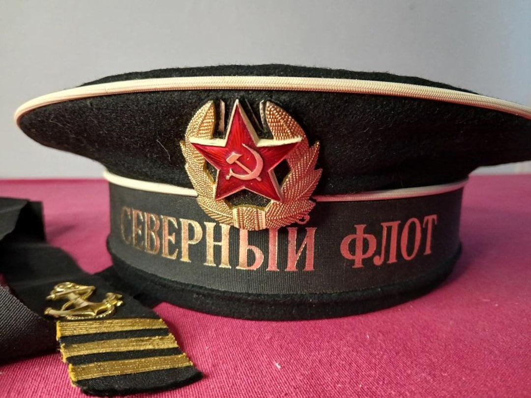 Cap of USSR, Black Sea Fleet, Soviet Army, Old Military Headdress of a ...