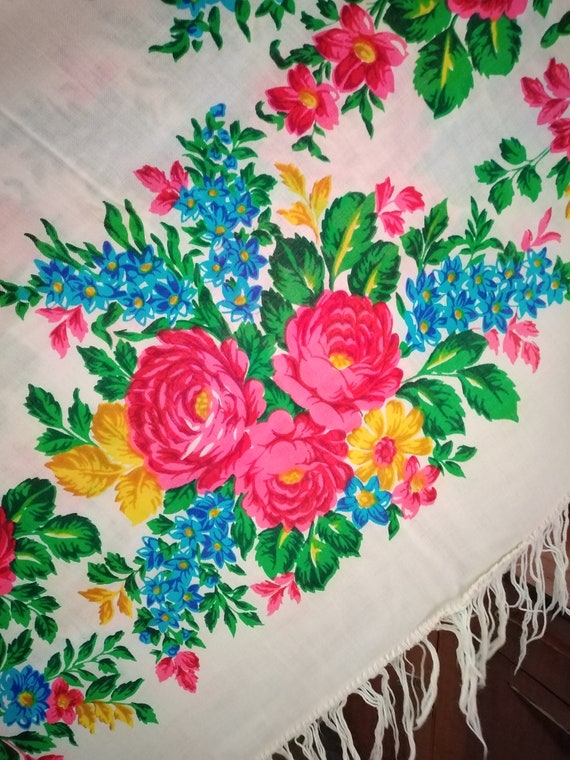 Ancient white shawl, Ukrainian shawl, vintage shawl, … - Gem