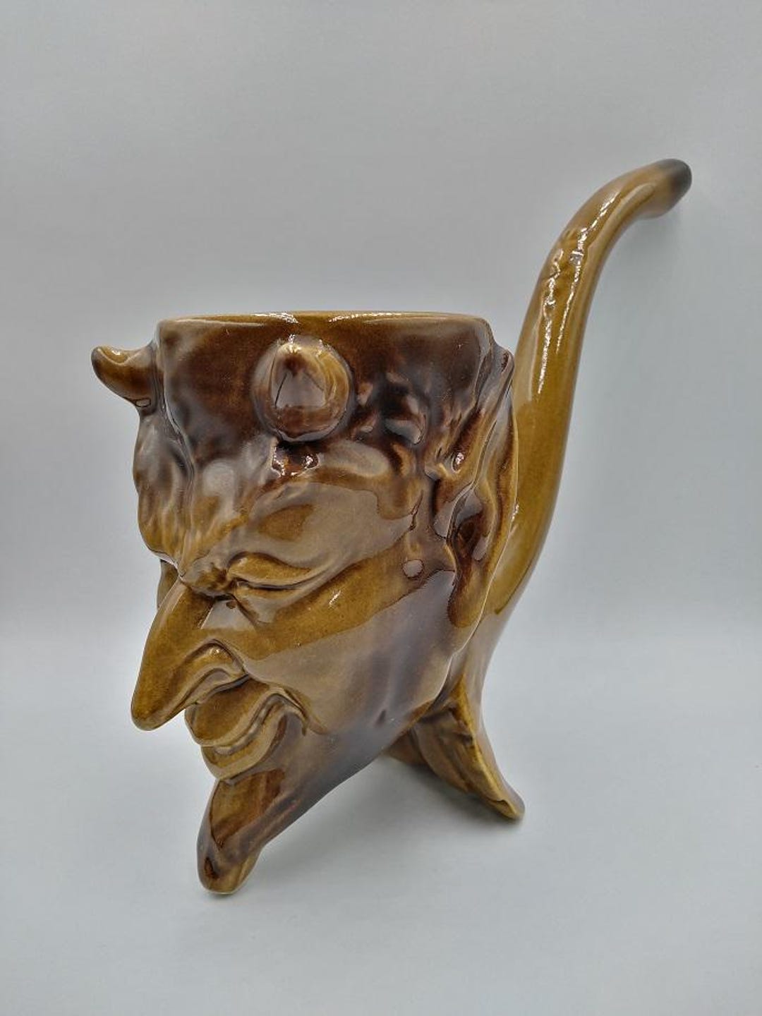 Devil Face Pipe, Vintage Ceramic Devil Ashtray, Soviet Decorative ...