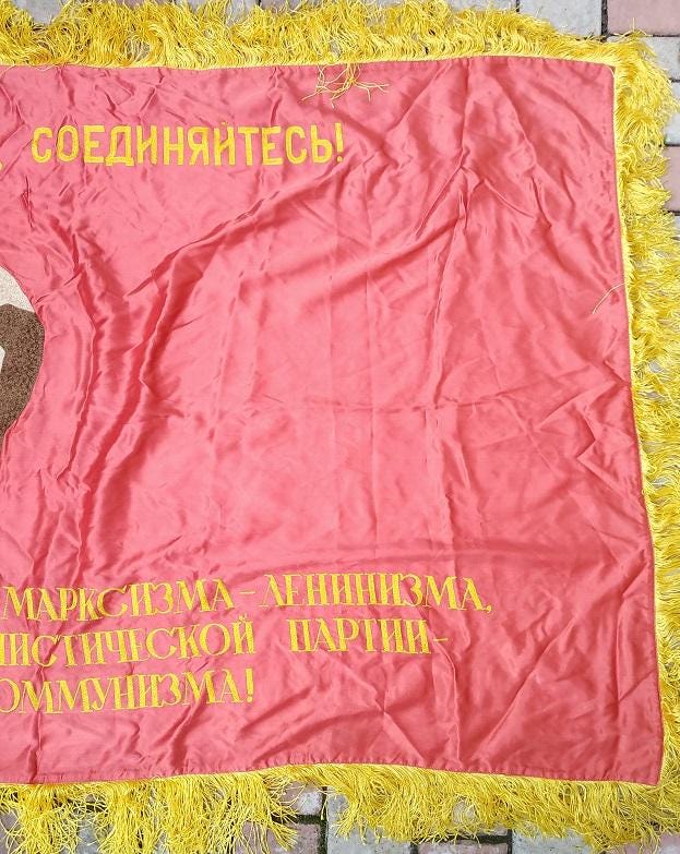 Vintage Soviet Flag, Soviet Propaganda, Vladimir Lenin, Antique Flag ...