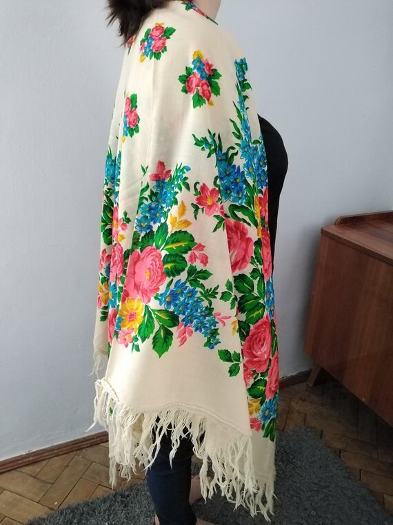 Ancient white shawl, Ukrainian shawl, vintage shawl, … - Gem