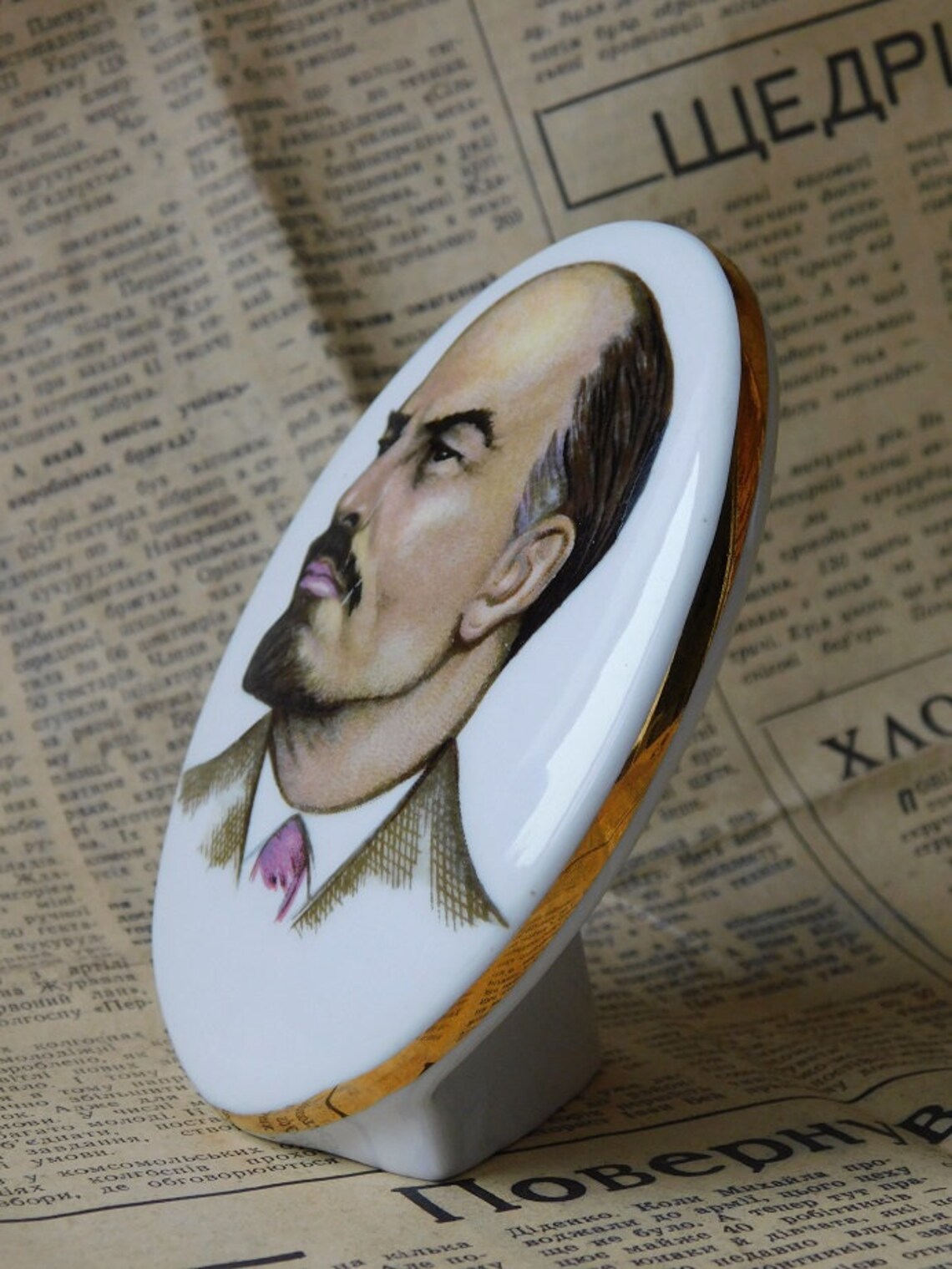 Plaque Vladimir Lenin Porcelain Figurine Soviet Agitation - Etsy