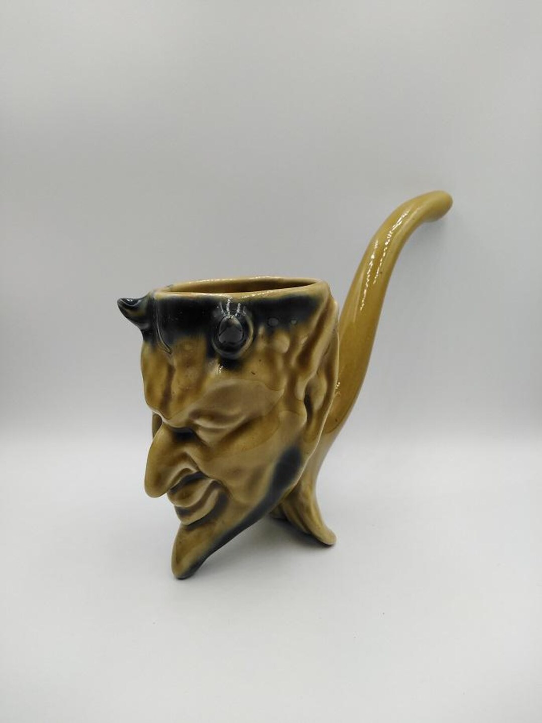 Devil Face Pipe, Vintage Ceramic Devil Ashtray, Soviet Decorative ...