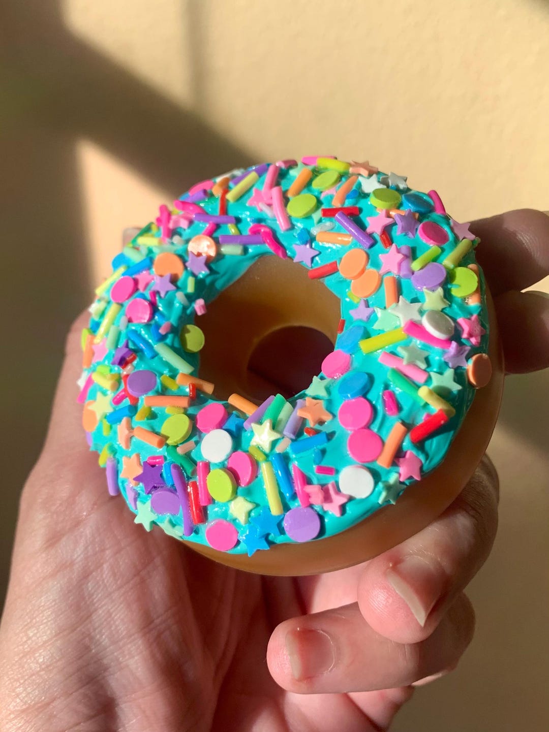 Fake Donut Wall Art: Blue Frosting & Sprinkles, Prop Doughnut - Etsy