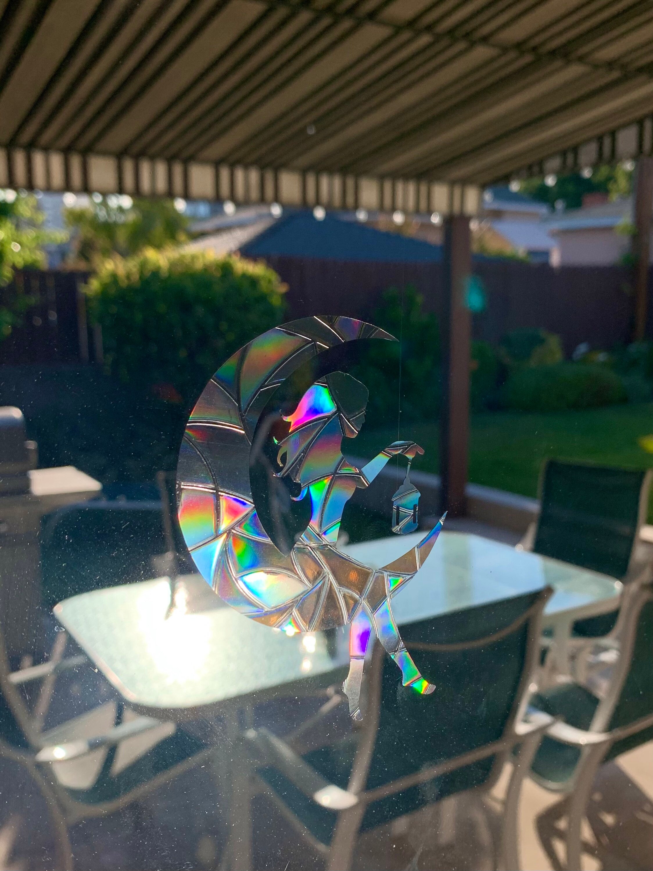 Lady on the Moon Rainbow Window Prism StickerChoose Size | Etsy