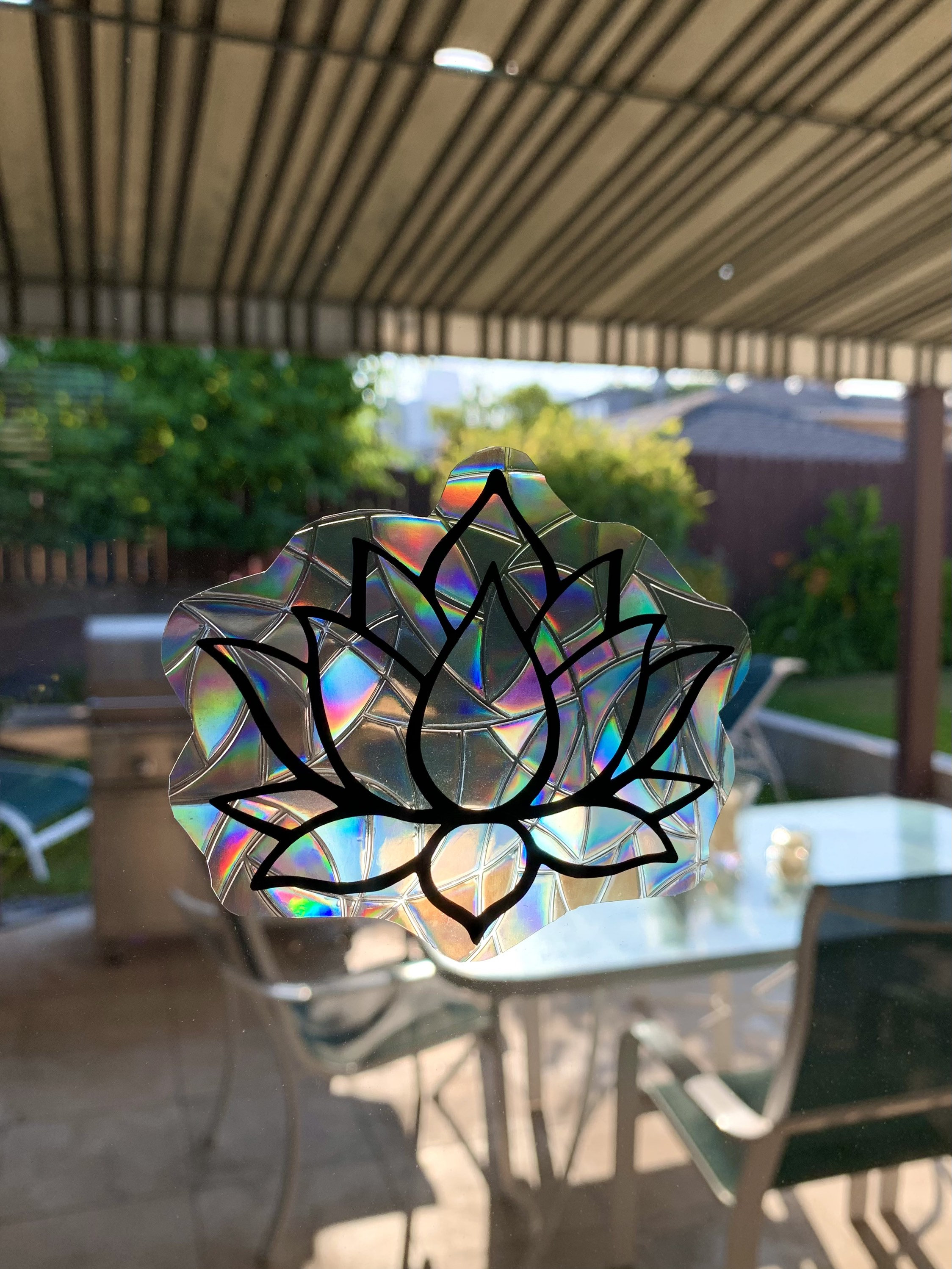 Lotus Rainbow Window Prism Sticker Suncatcher W/black Vinyl - Etsy