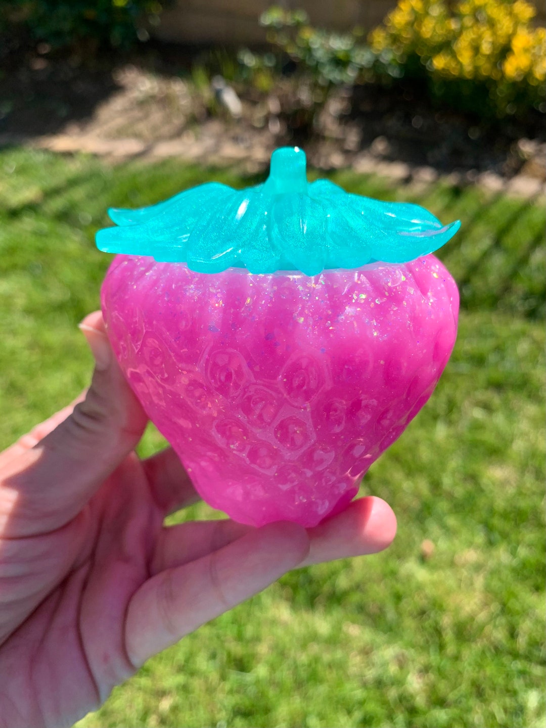 Pink Glitter Strawberry Trinket Box - Etsy