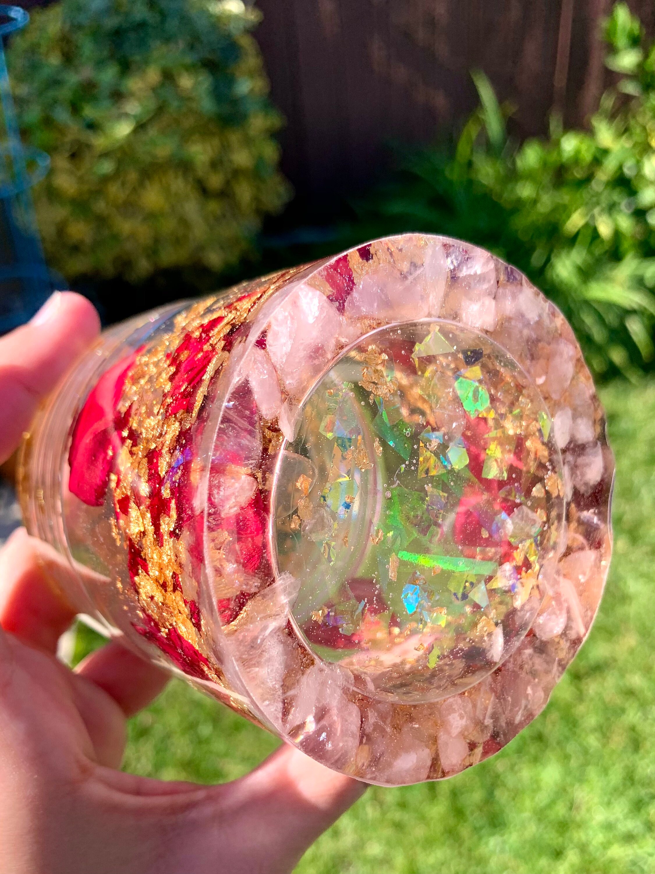 Rose Petals and Rose Quartz Jar With Gold Leaf | Etsy