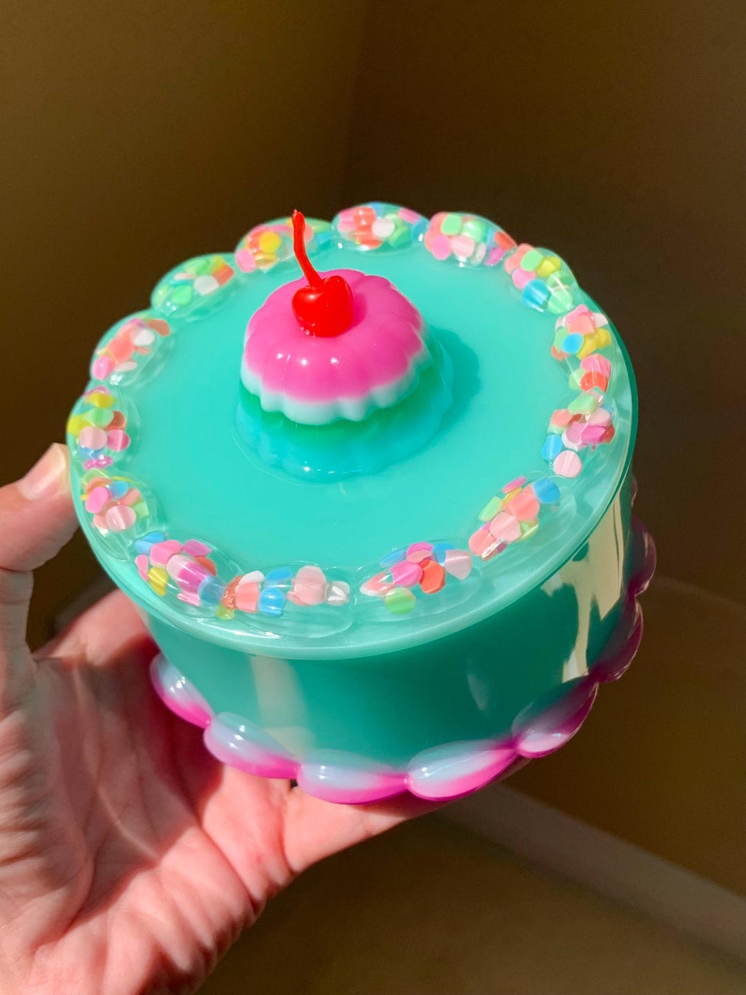 Resin Cake Trinket Box: Mint Green Sprinkle Design - Etsy
