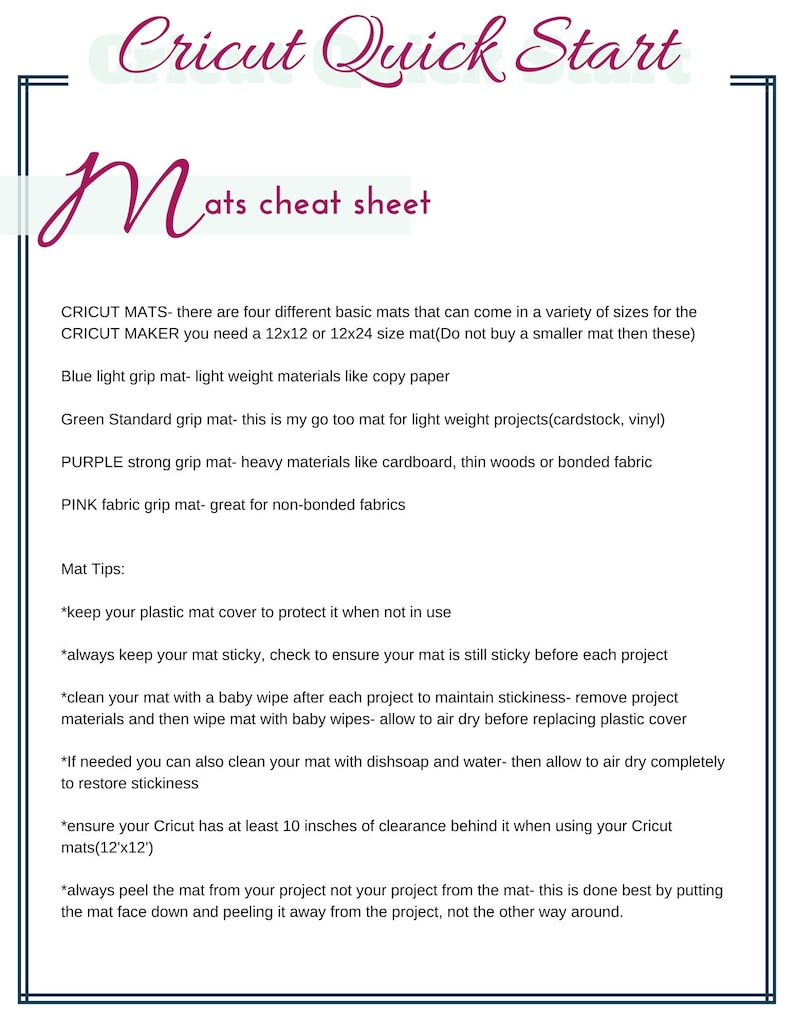 Quick Start Cheat Sheets for Your Cricut Maker Designs - Etsy