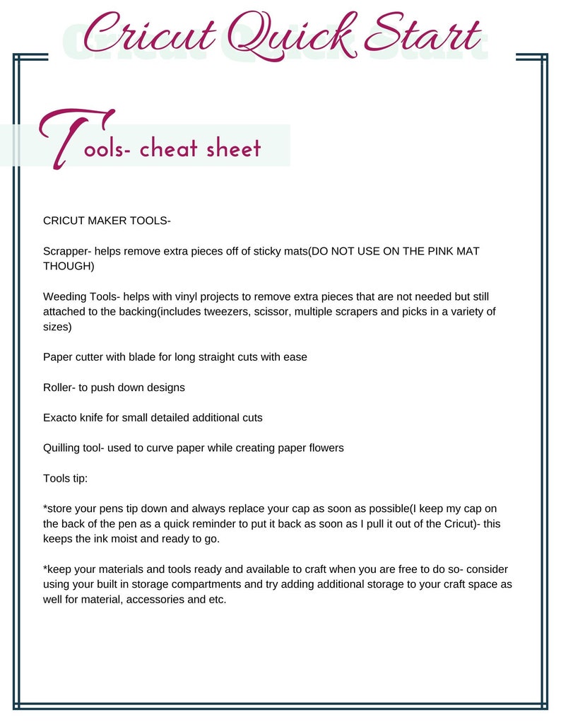 Quick Start Cheat Sheets for Your Cricut Maker Designs - Etsy