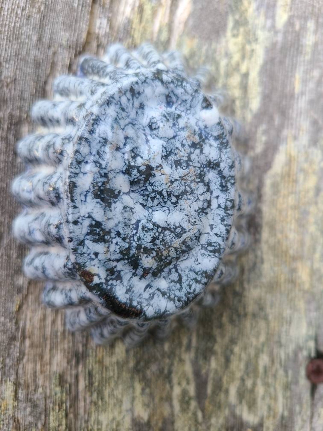 Toy Size Dark Grey and White Graniteware Spatter Fluted Edge Tart Mold ...