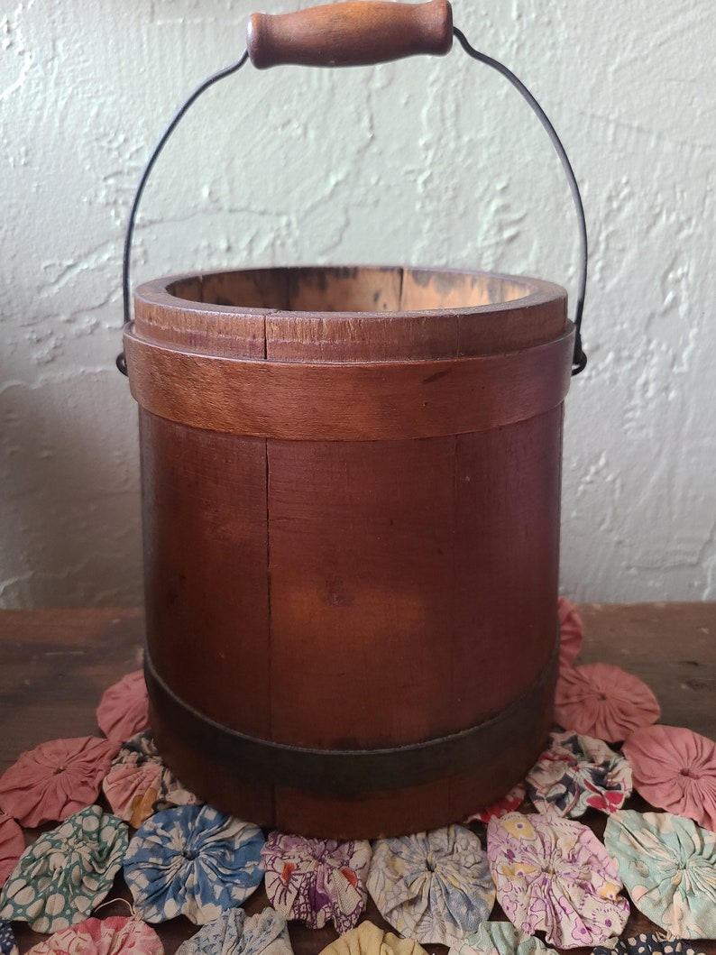 Early Vintage Firken Sugar Bucket With 1800's Russell Morgan Fruit Co ...
