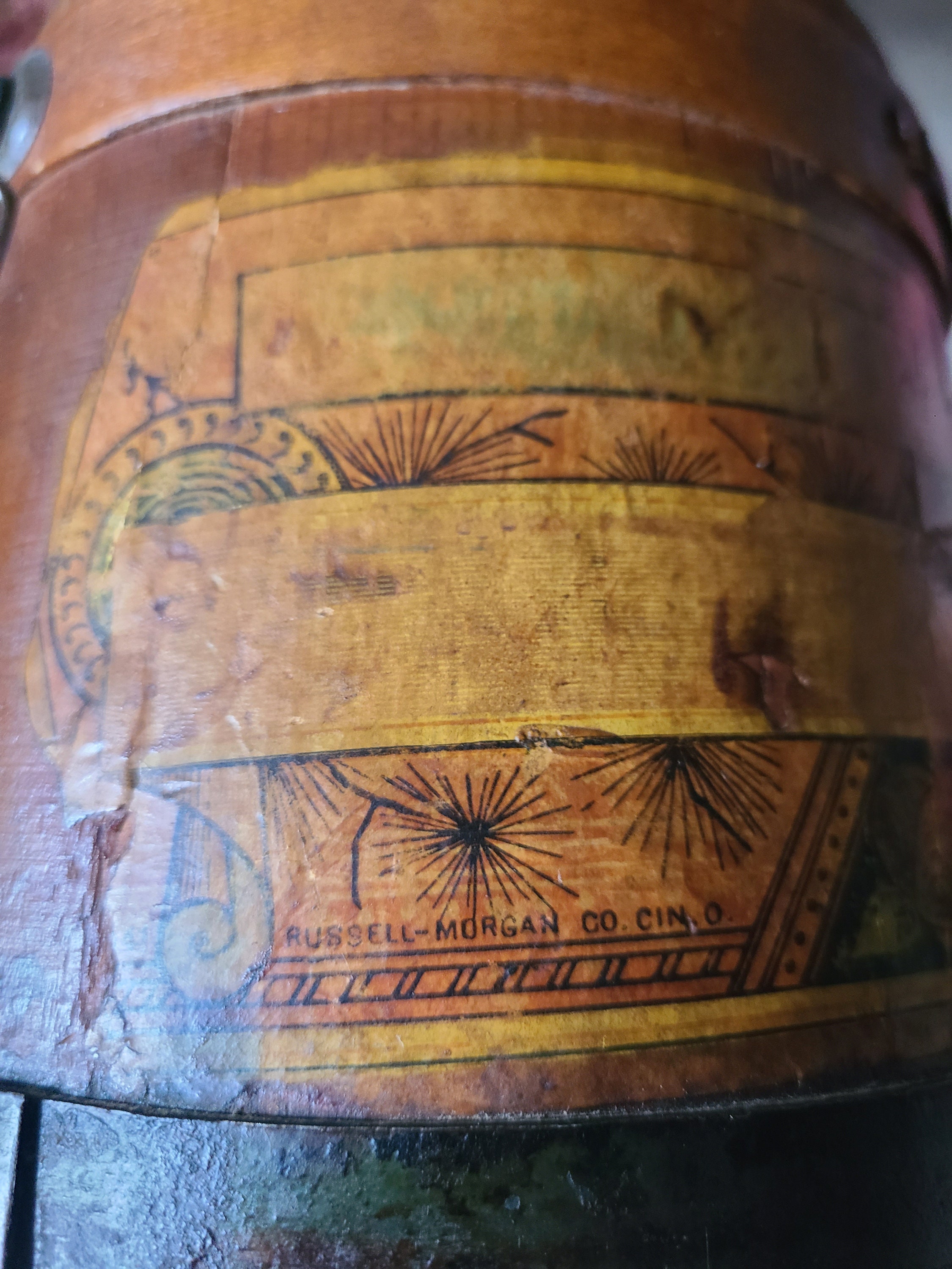 Early Vintage Firken Sugar Bucket With 1800's Russell Morgan Fruit Co ...