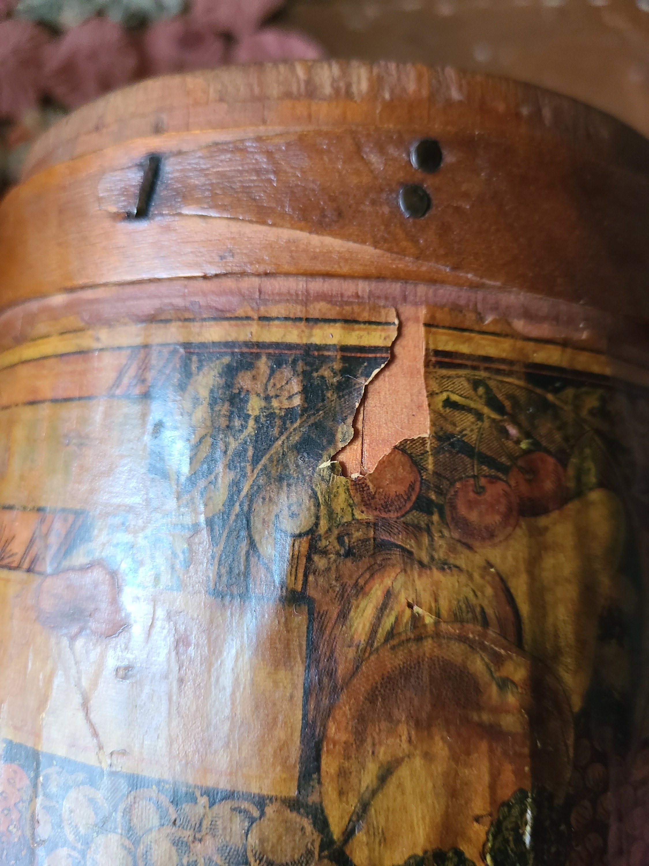 Early Vintage Firken Sugar Bucket With 1800's Russell Morgan Fruit Co ...