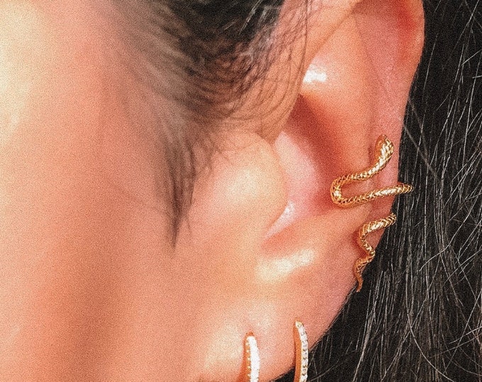 Tiny Snake Ear Cuff Huggie Ear Cuff Gold Ear Cuff Serpent - Etsy