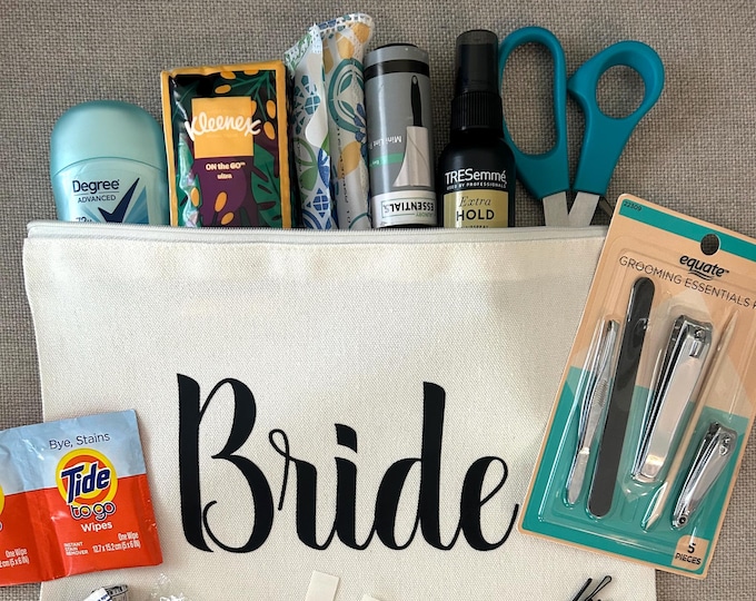 White Bridal Emergency Kit, Wedding Day Emergency Kit, Customized ...