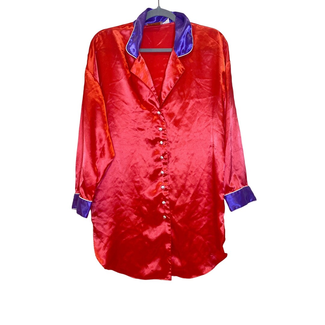 Victoria’s Secret 90's Gold Label Satin Red Chemise Nightshirt Vintage ...