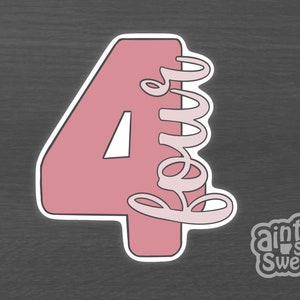 Number Four Cookie Cutter With Handwritten Script Lettering for 4th ...