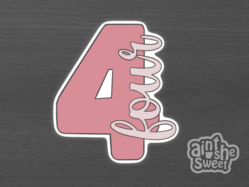 Number Four Cookie Cutter With Handwritten Script Lettering - Etsy