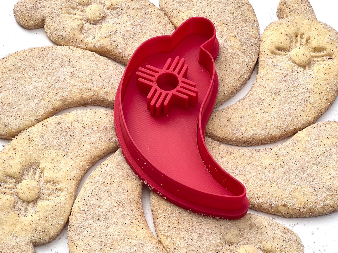 Biscochito Cookie Cutter and Stamp, Chili Pepper With Zia Symbol (TWO ...