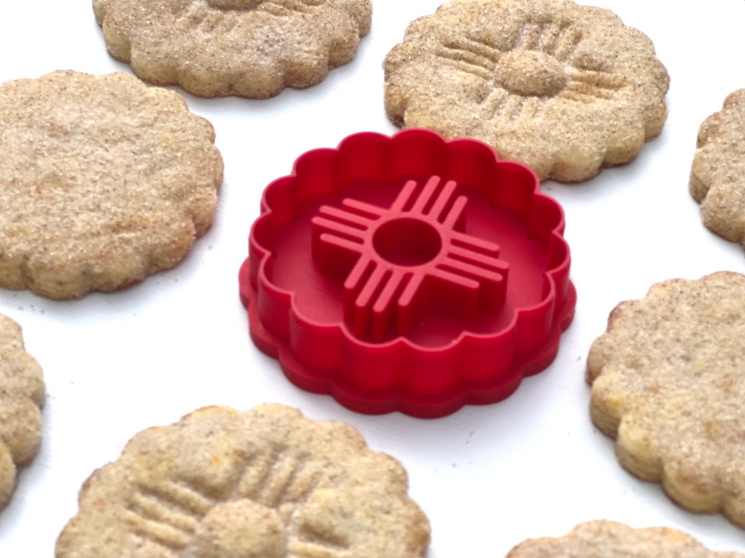 Biscochito Cookie Cutter and Stamp, Scallop With Southwest Zia Symbol ...