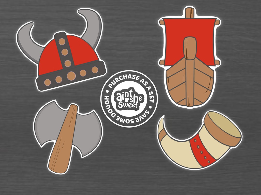 Viking Cookie Cutter Set, Helmet, Battle Axe, Ship, and Drinking Horn ...