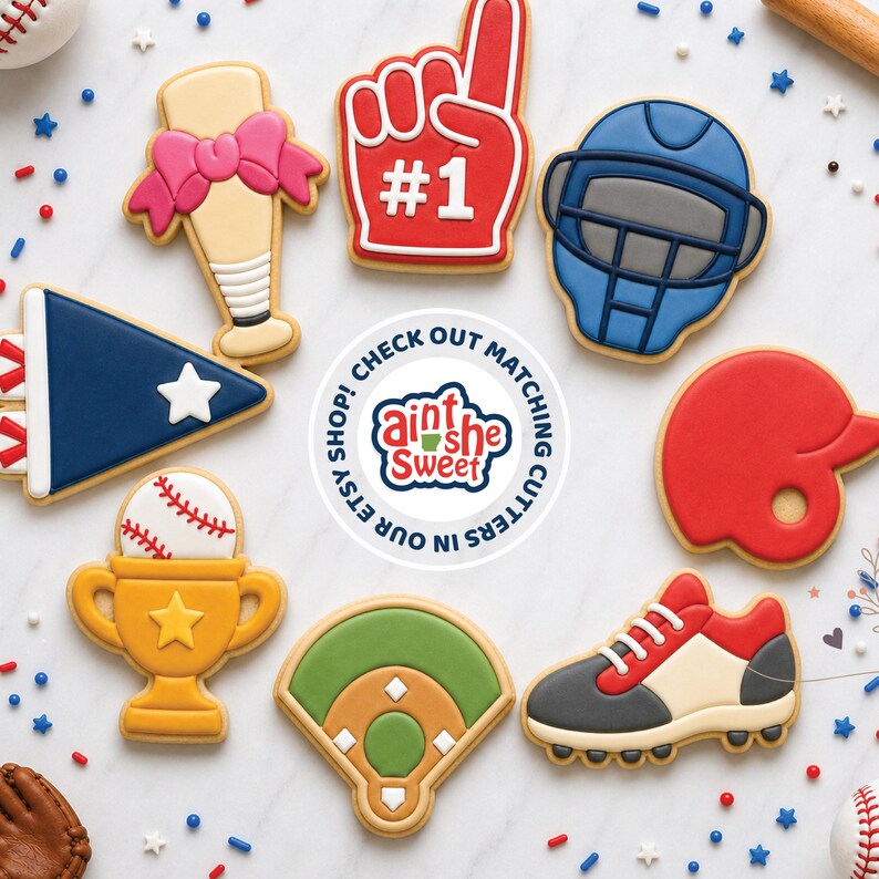 Baseball Cookie Cutter SET, Sports Theme Party - Glove, Bat and Ball ...