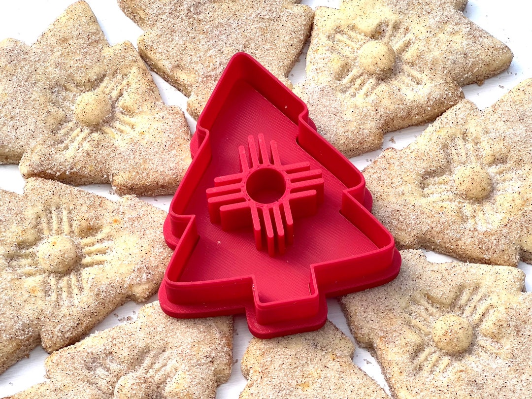 Biscochito Cookie Cutter and Stamp, Christmas Tree With Zia Symbol (TWO ...