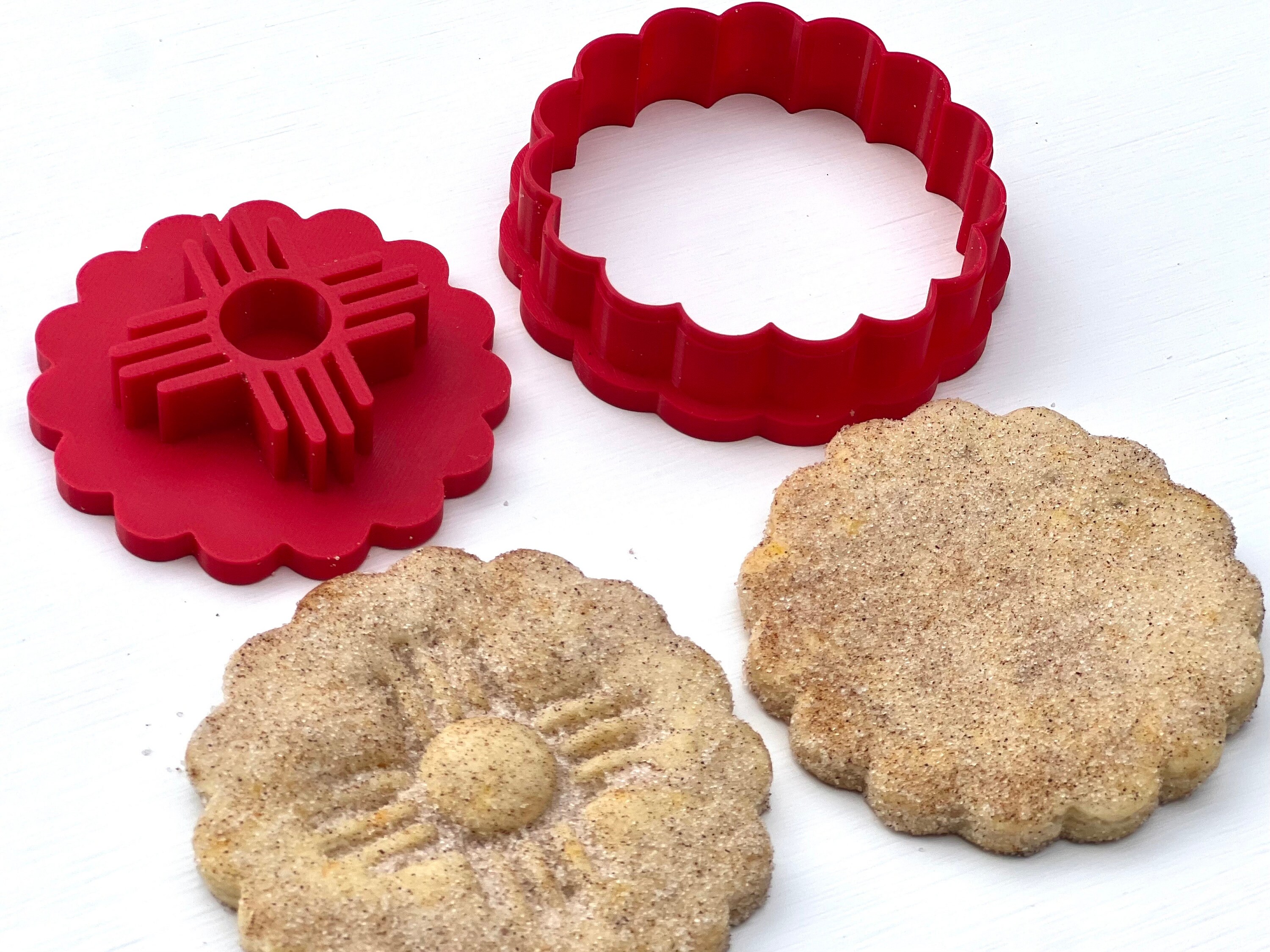 Biscochito Cookie Cutter and Stamp, Scallop With Southwest Zia Symbol ...