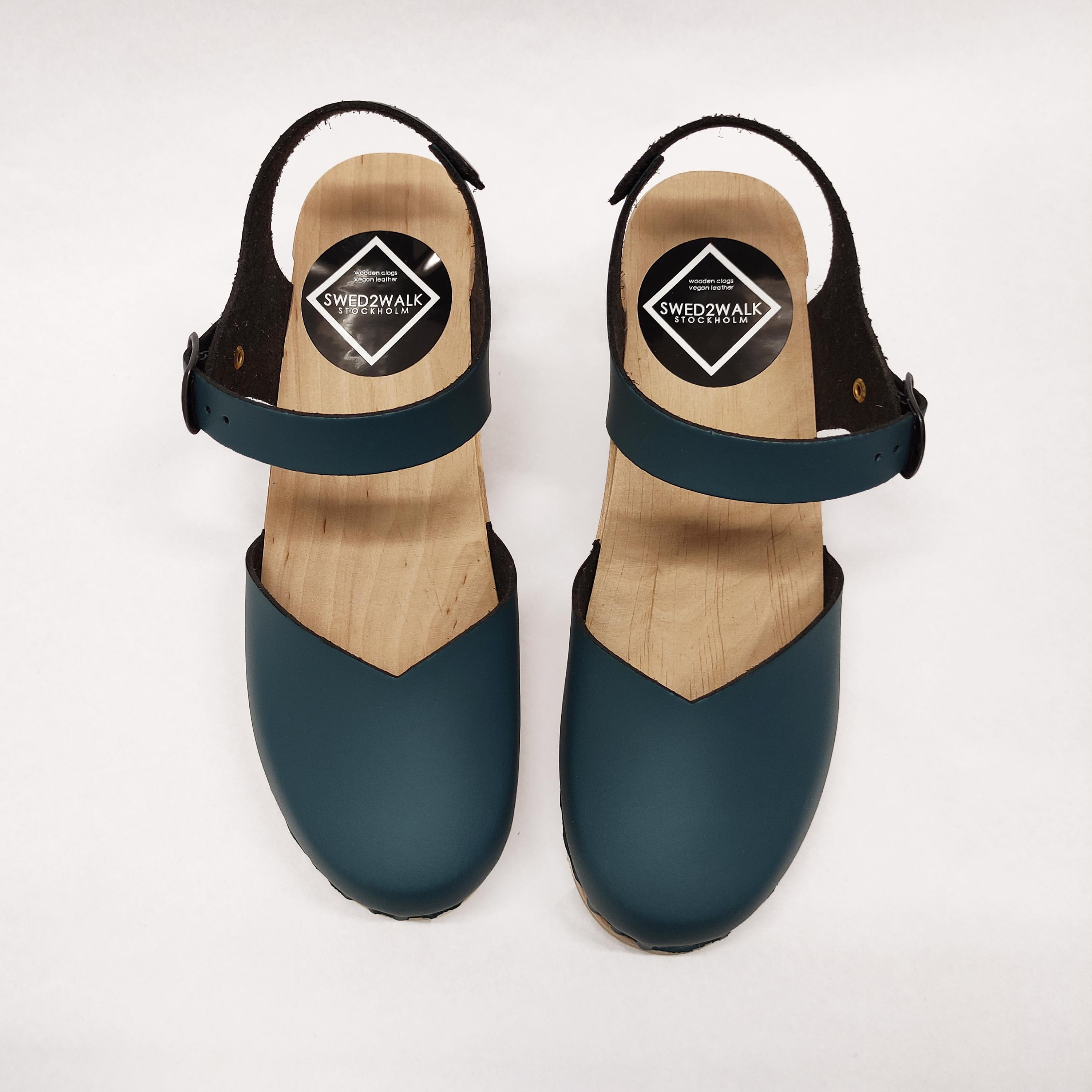 Vegan Swedish Clogs SELMA Handmade Clogs Vegan Leather BLUE | Etsy