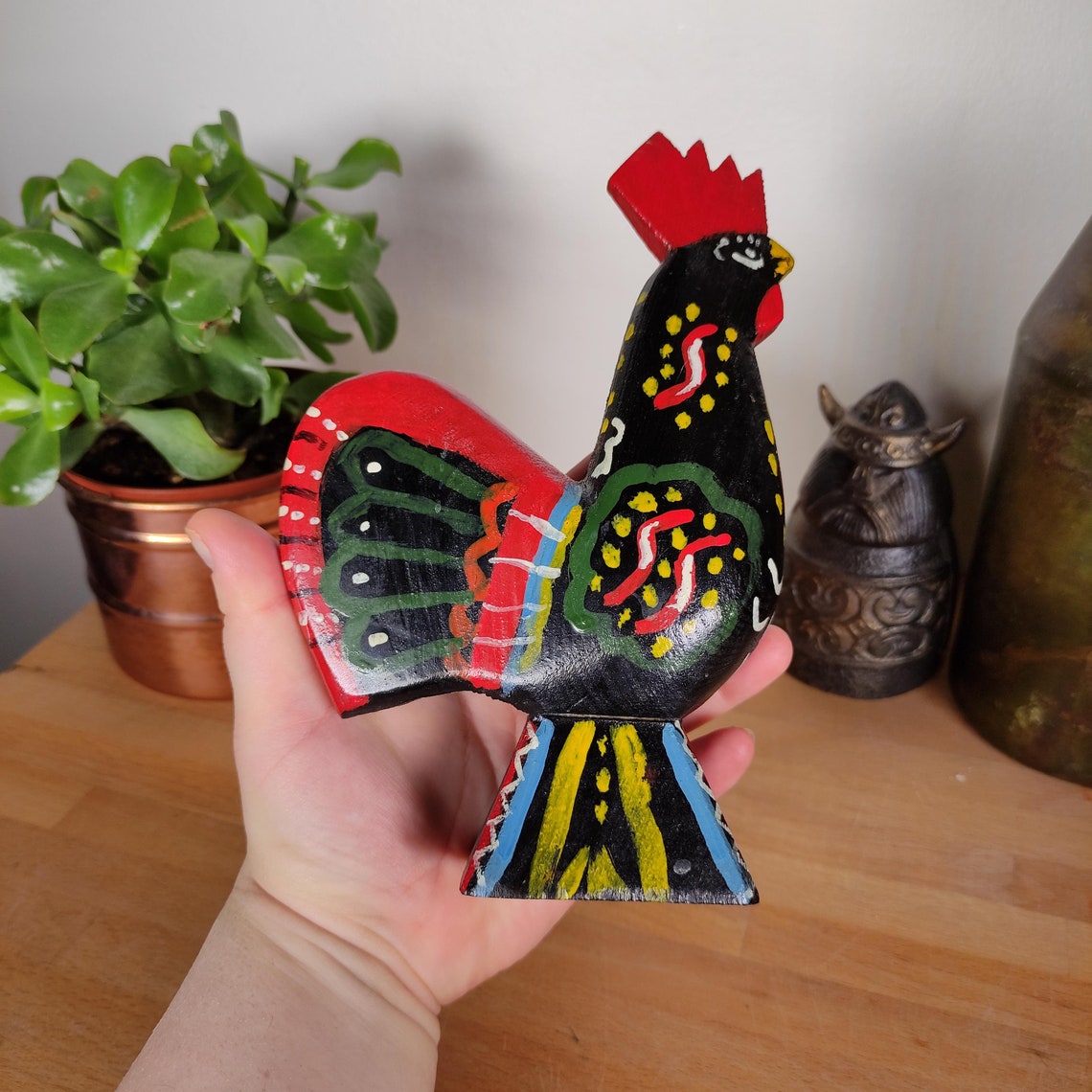 Vintage RARE black Dala ROOSTER Dalarna antique Swedish | Etsy