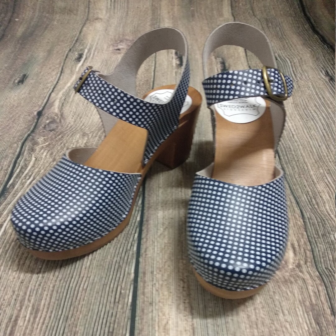 Swedish Clogs - ESTELLE Sandals Moccasins Wooden Women Clogs - Blue ...