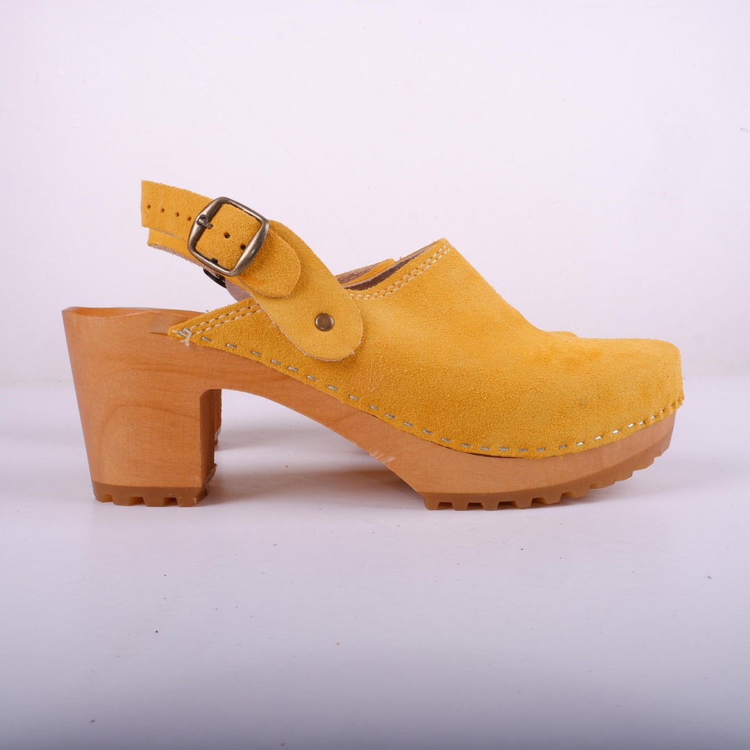 Swedish Clogs - LOTTA Yellow - Sandals Moccasins Wooden Women Clogs ...