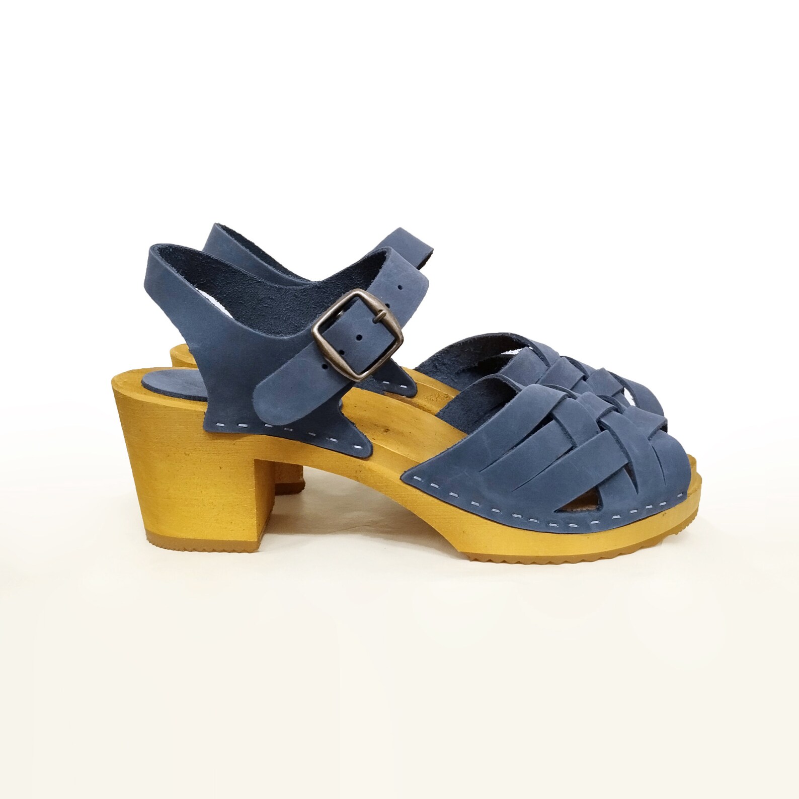 Swedish Clogs - ULLA - Peep Toe - NUBUCK Leather - Sandals Moccasins ...