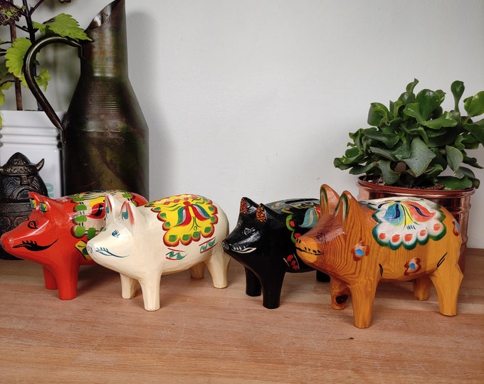SUPER RARE Vintage Black Dala PIG - Dalarna - Antique Swedish Design ...