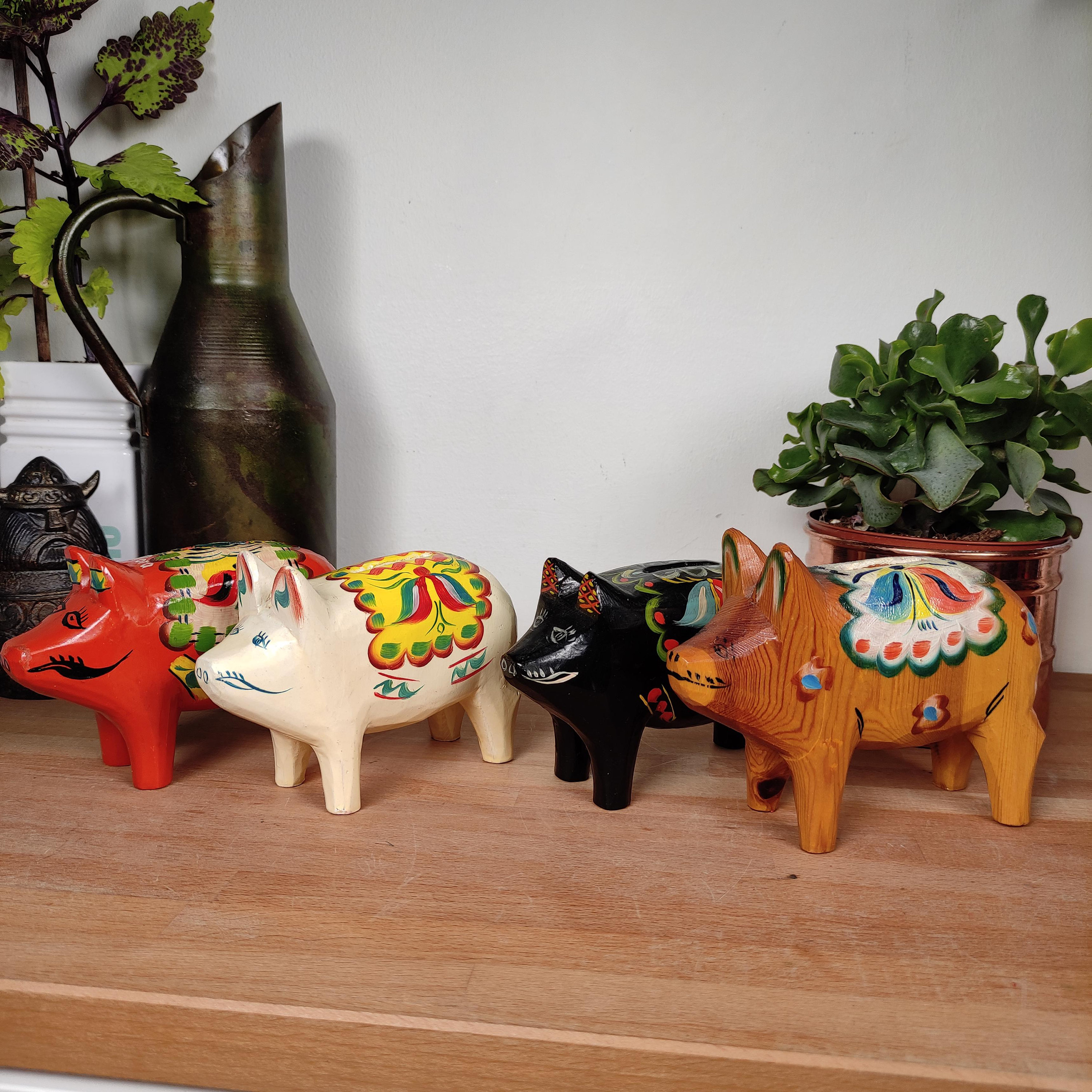 SUPER RARE Vintage black Dala PIG Dalarna antique Swedish | Etsy