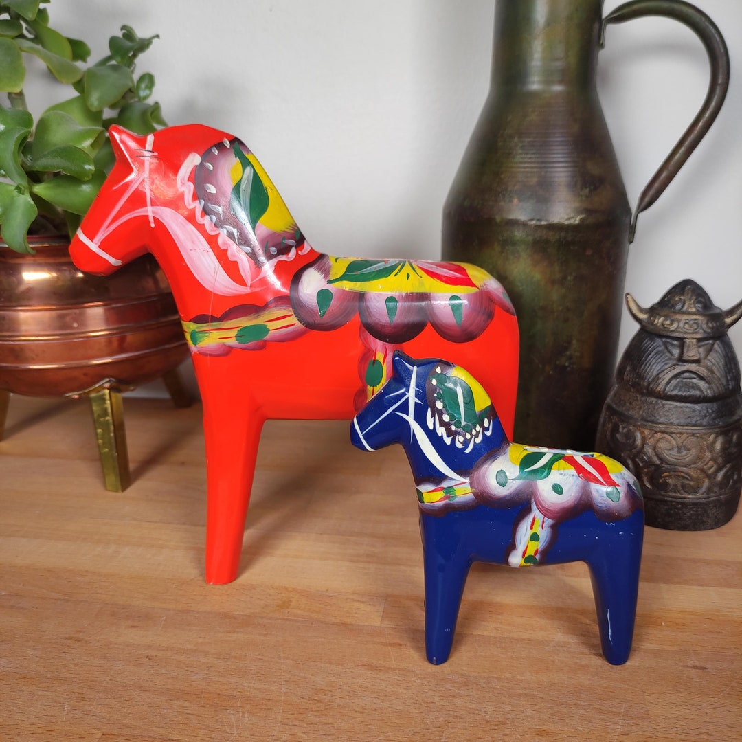 Unique Red Blue Dala Horse - Money BOX Dalahorse Dalarna Ceramic ...