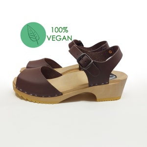 Vegan Swedish Clogs - LUNA - Peep Toe - Handmade Clogs, Vegan Leather ...