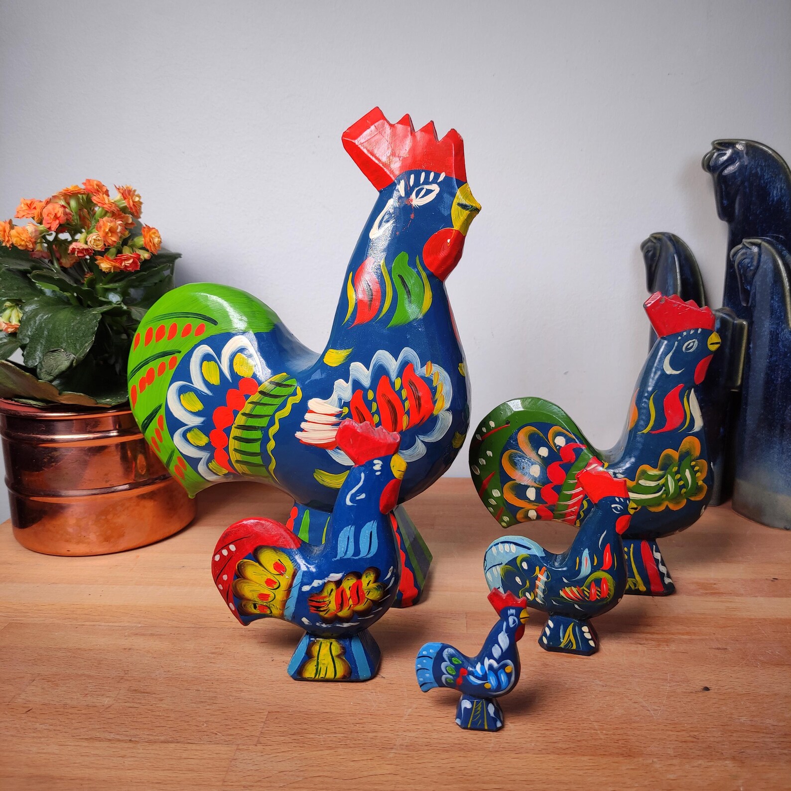 Vintage RARE Blue Dala ROOSTER Dalarna Antique Swedish | Etsy