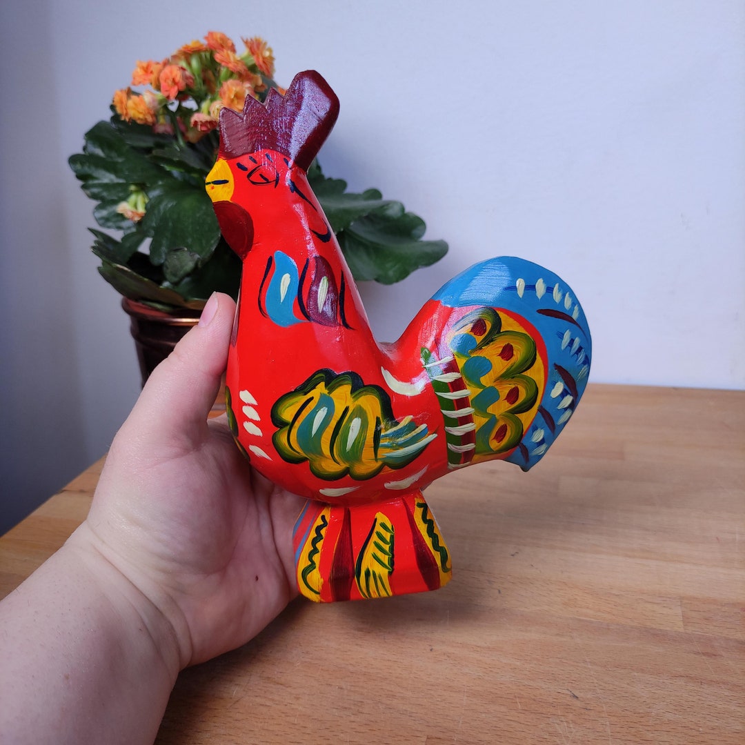 Vintage RARE Red Dala ROOSTER - Dalarna - Antique Swedish Design ...