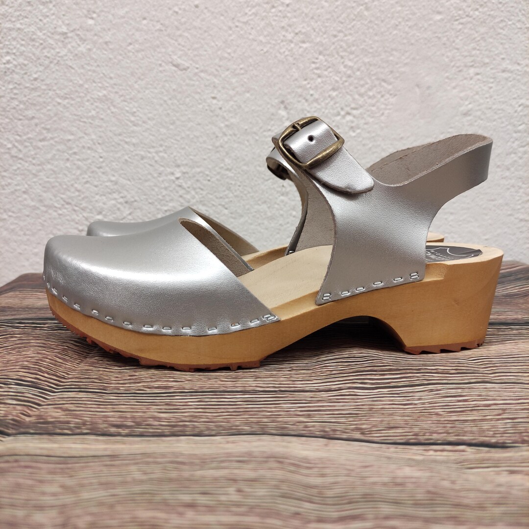 Metallic Swedish Clogs - MARITA - Sandals Moccasins Wooden Women Clogs ...