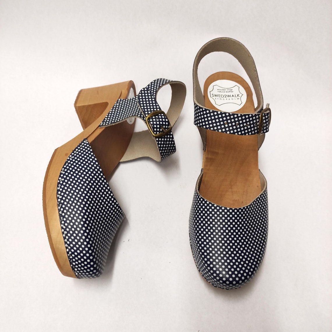Swedish Clogs - ESTELLE Sandals Moccasins Wooden Women Clogs - Blue ...