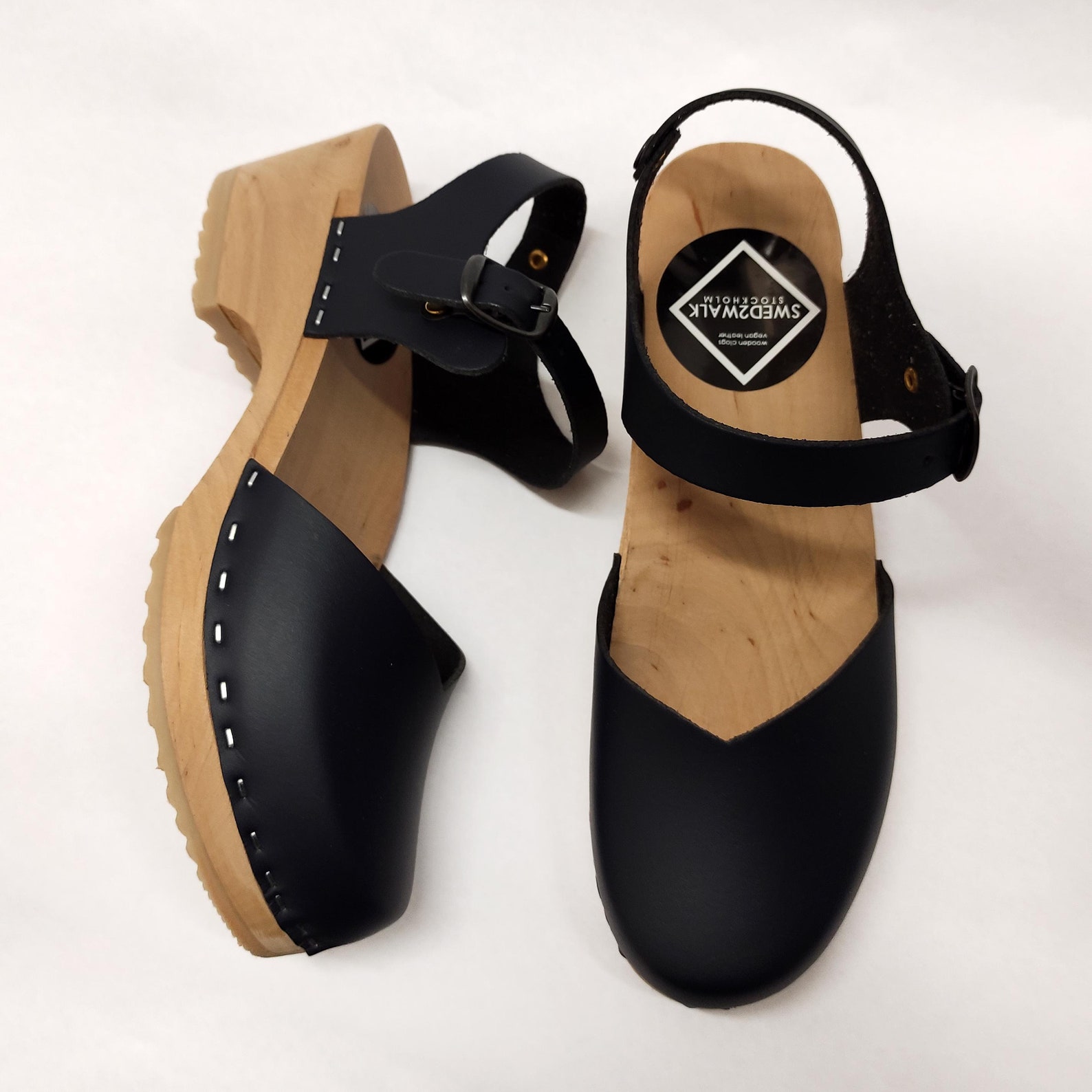 Vegan Swedish Clogs SELMA Handmade Clogs, Vegan Leather, BLUE Vegan ...