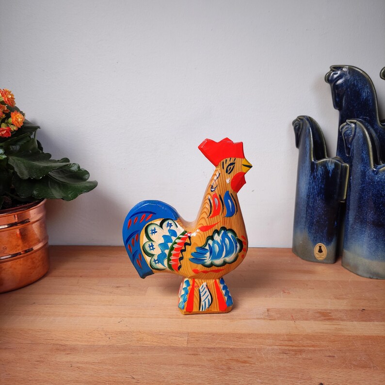 Vintage RARE Dala ROOSTER - Dalarna - Antique Swedish Design - Extra ...