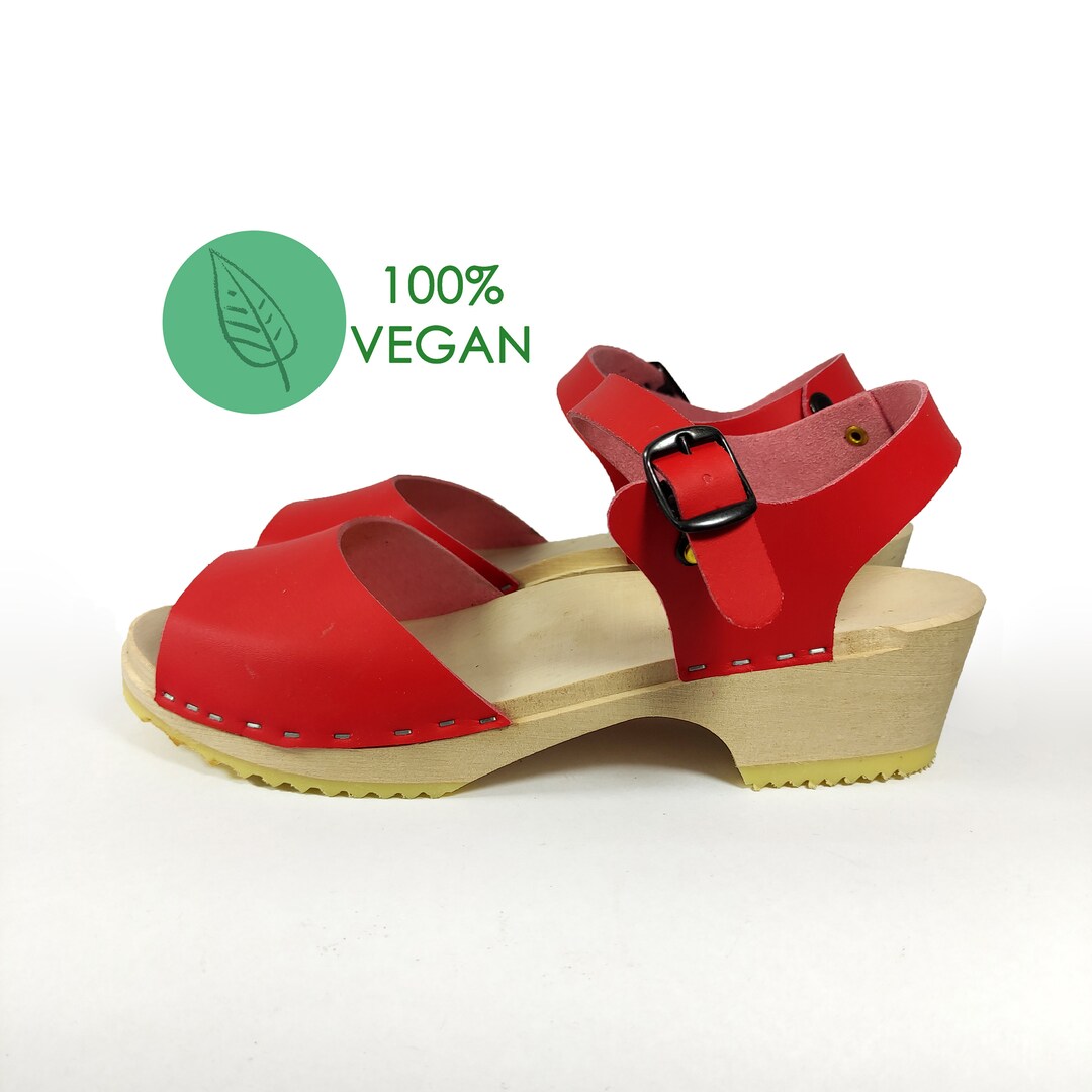 Vegan Swedish Clogs - LUNA - Peep Toe - Handmade Clogs, Vegan Leather ...